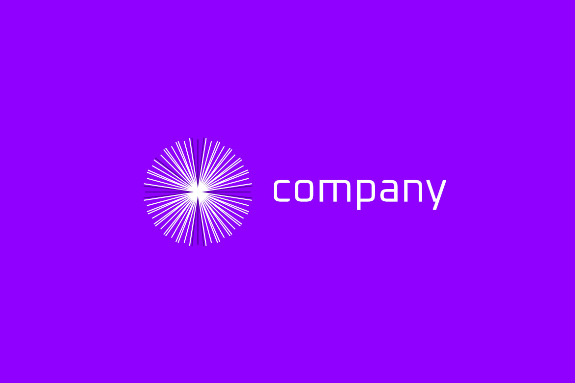 Logotipo roxo abstrato de linha dinâmica - TemplateMonster