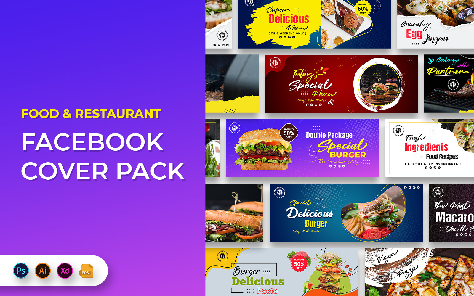 Food and Cooking Facebook Cover Banner - TemplateMonster