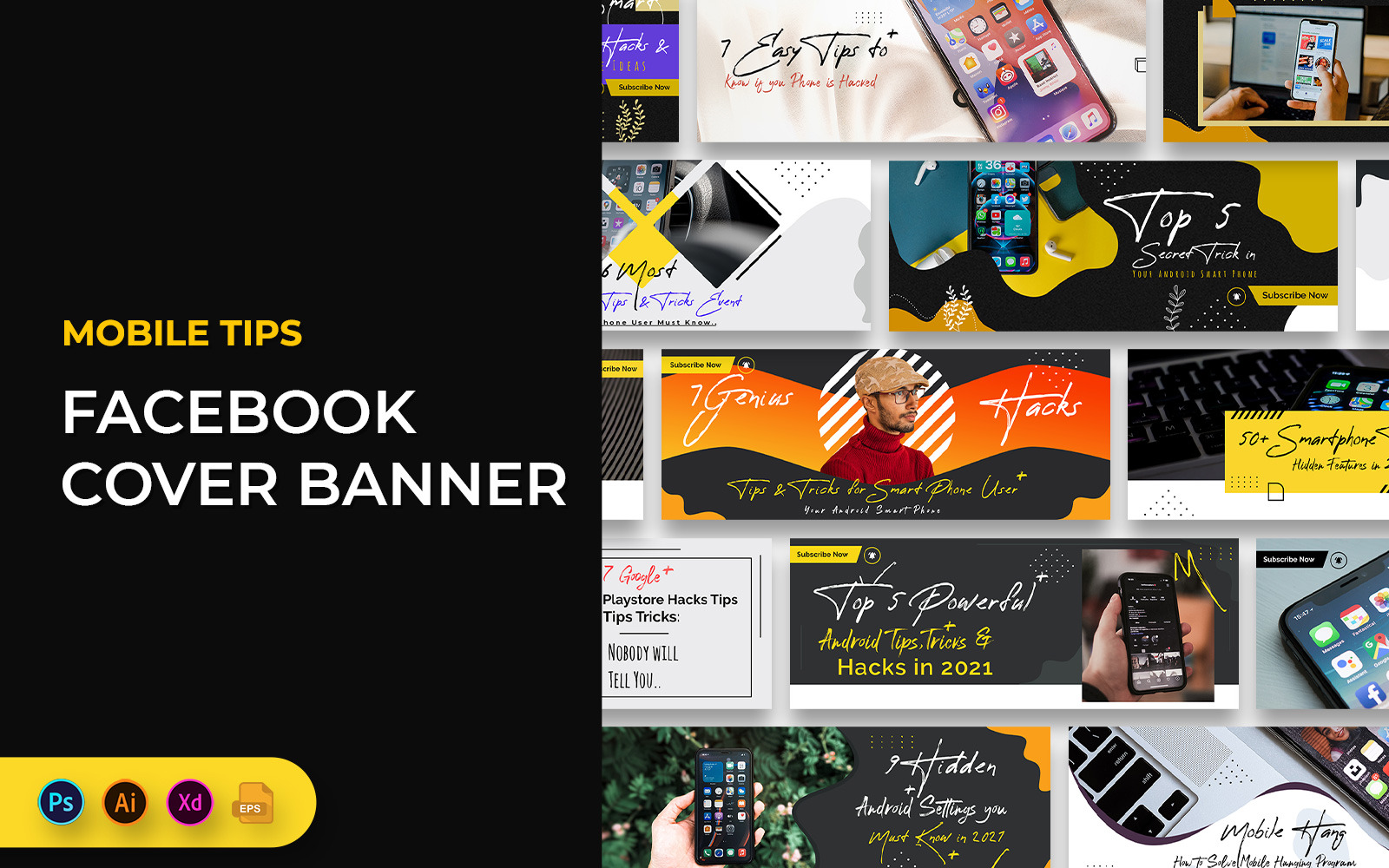 Mobile Tips Facebook Cover Banners #253721 - TemplateMonster