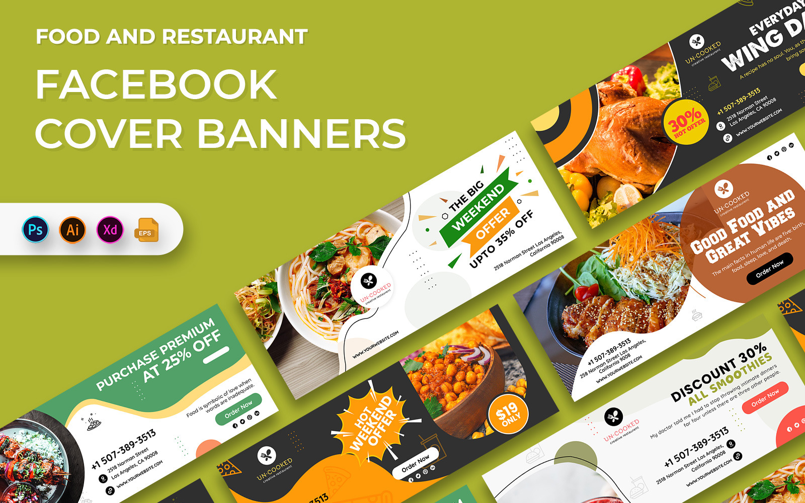 Restaurant Facebook Cover Banners #253748 - TemplateMonster