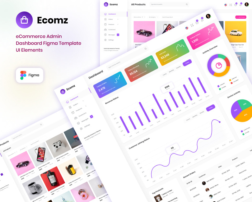 Ecomz - eCommerce Admin Dashboard Template UI Elements