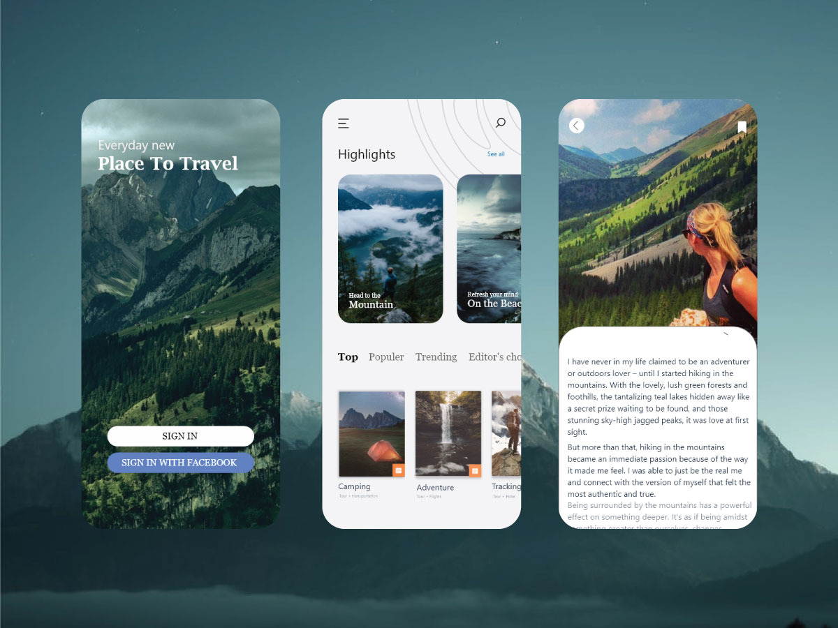Travel Blog UI kit. Travel IOS app Template - TemplateMonster