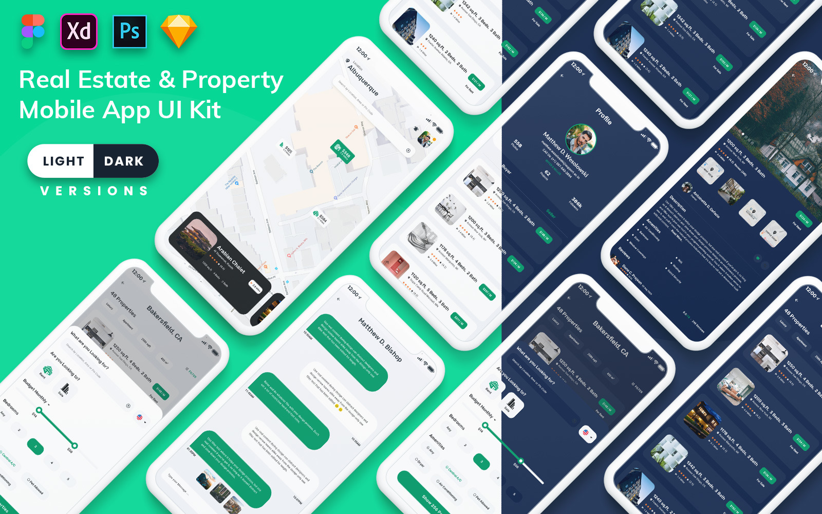 Real Estate & Property MobileApp (Light & Dark)