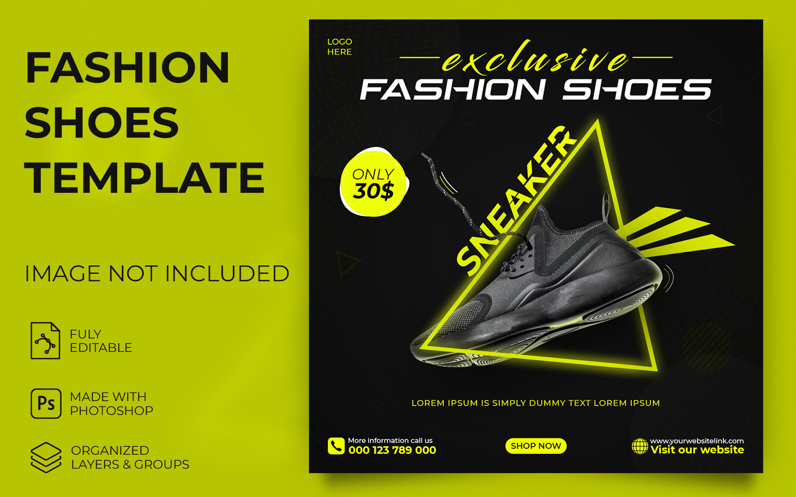 Sports Shoe - Sneaker Post Template Banner Social Media