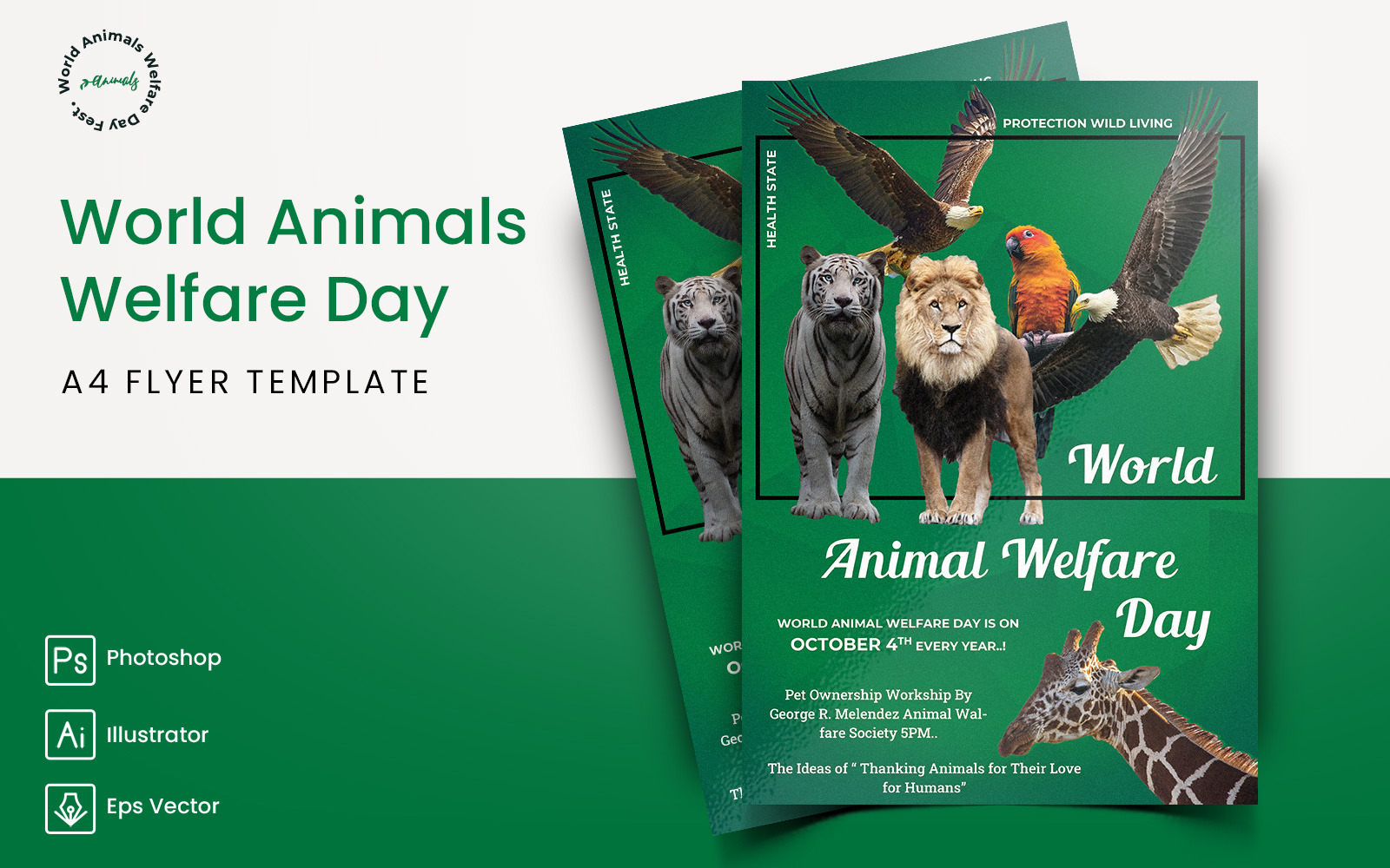 World Animal Welfare Day Flyer Print and Social Media Template