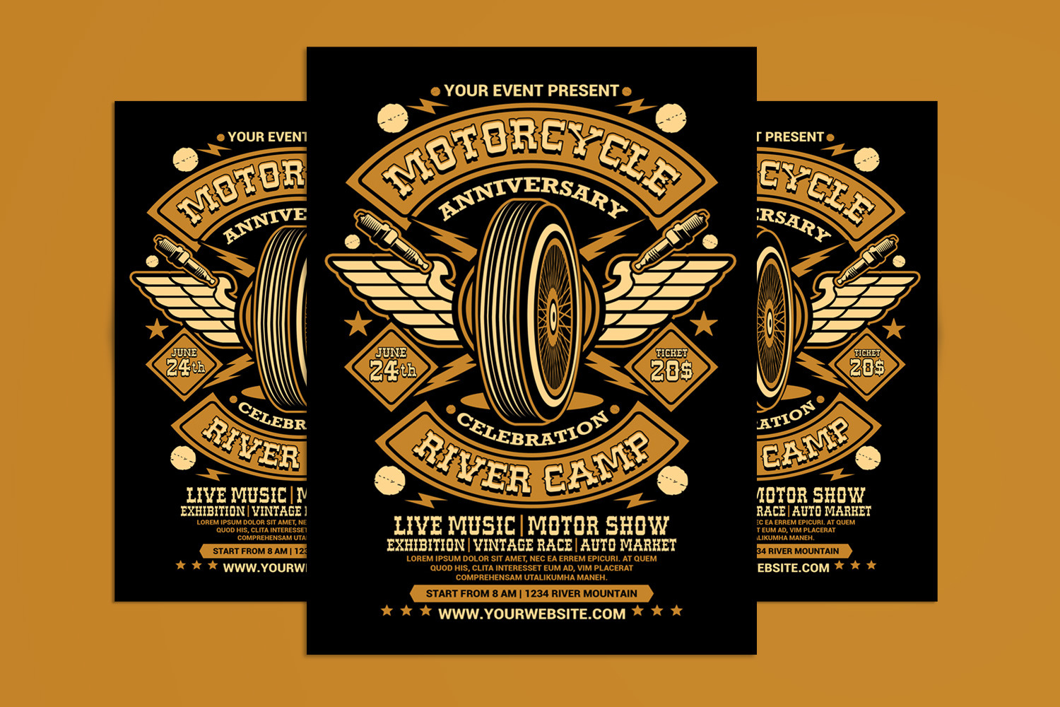Motorcycle Club Event Flyer Template - TemplateMonster