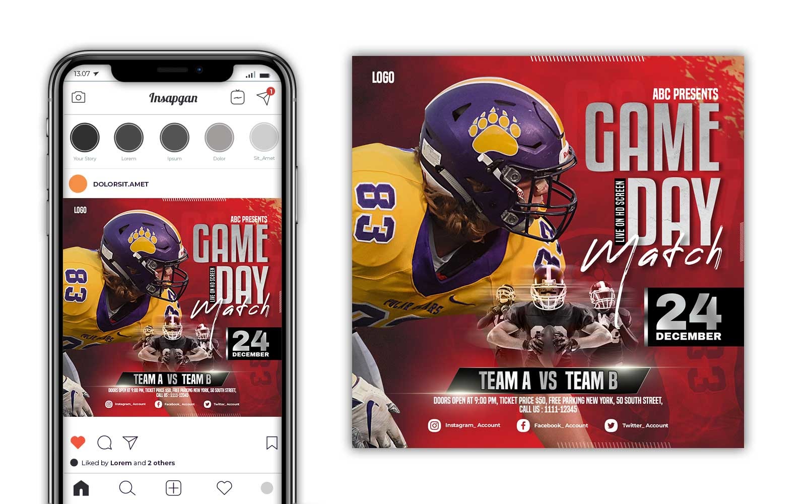 American Football Social Media Design Template