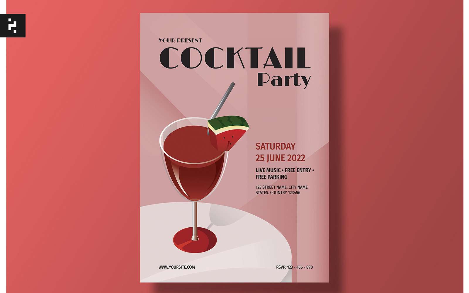 Cocktail Drink Party Flyer Template #257961 - TemplateMonster