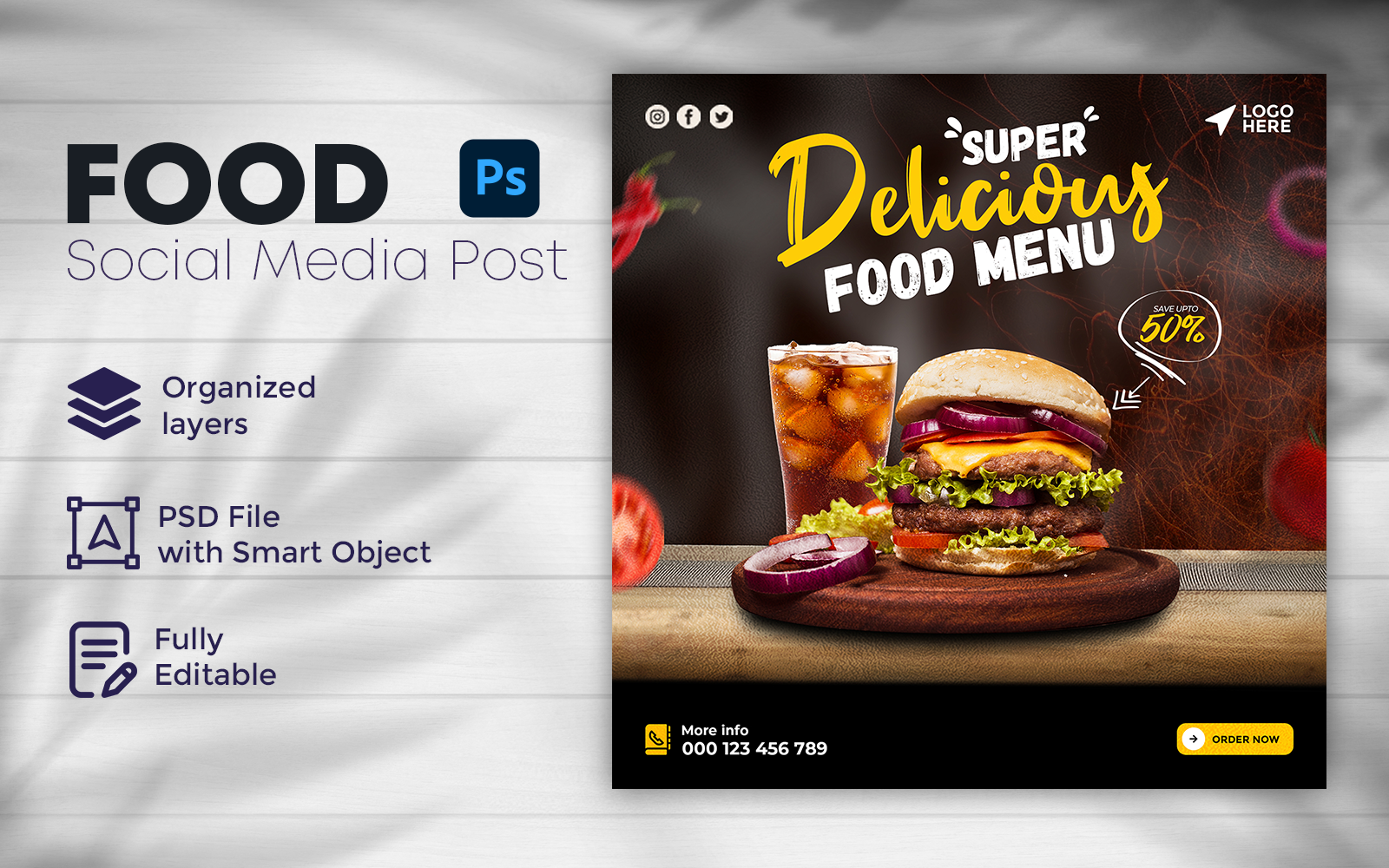 Food Social Media Post Template 7 #258454 - TemplateMonster