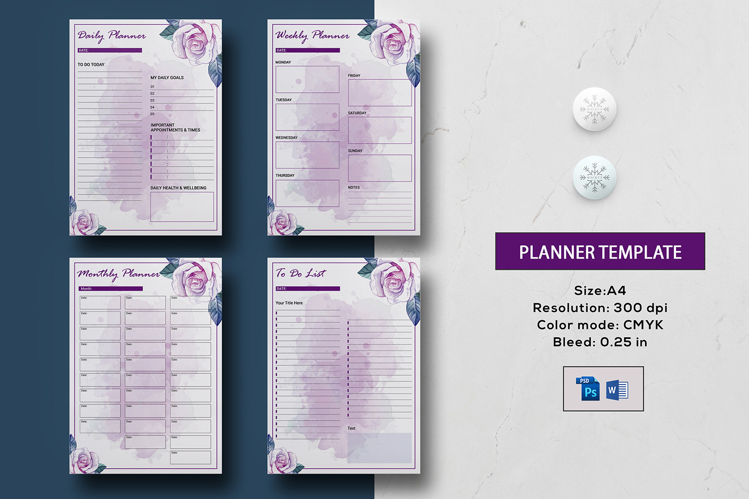 Floral Daily Planner Template #260333 - TemplateMonster