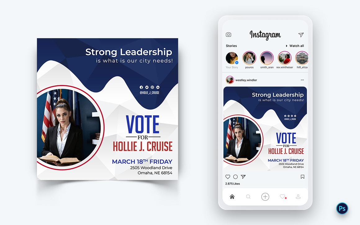 Political Campaign Social Media Post Design Template-14