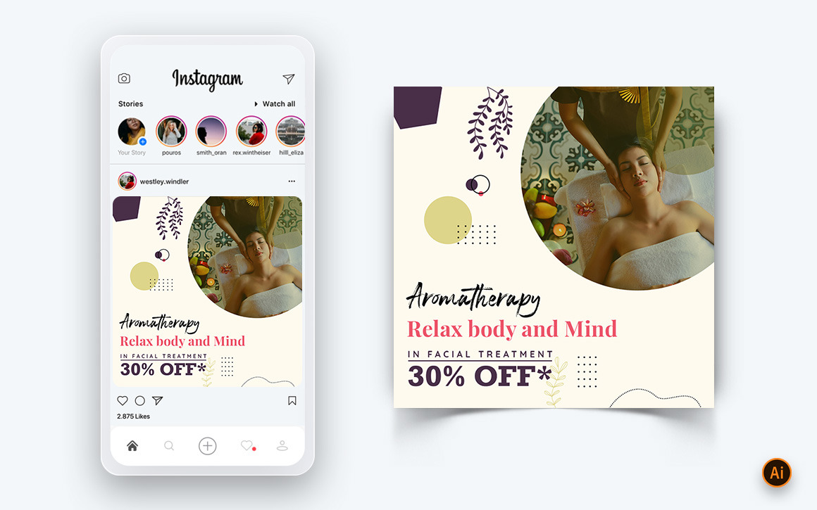 Beauty Salon and Spa Social Media Post Design Template-39