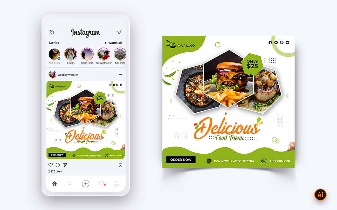 Food and Restaurant Offers Discounts Service Social Media Post Design ...