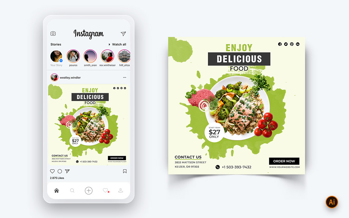 Food and Restaurant Offers Discounts Service Social Media Post Design ...