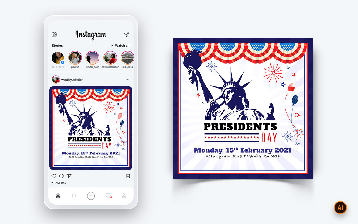 President Day Social Media Instagram Post Design Template-02