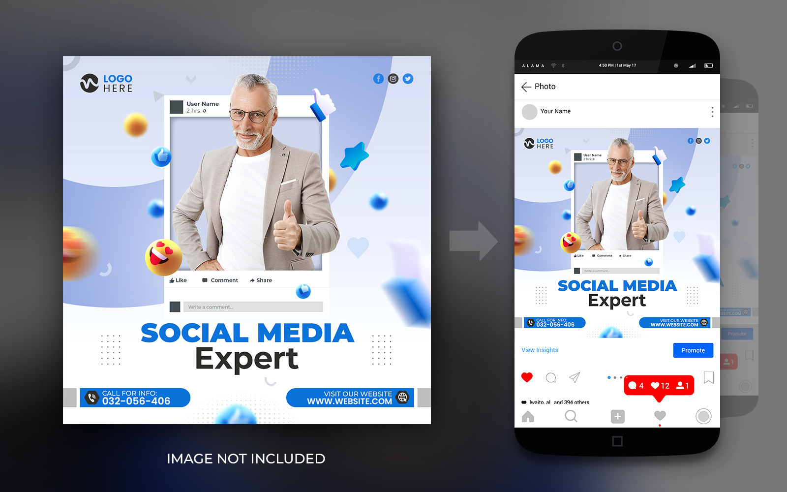 Flat Design Instagram Posts Influencer Marketing Experts Agency Or ...