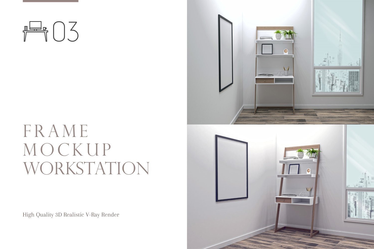 Workstation Frames Mockup, Workplace Study Table Set-3