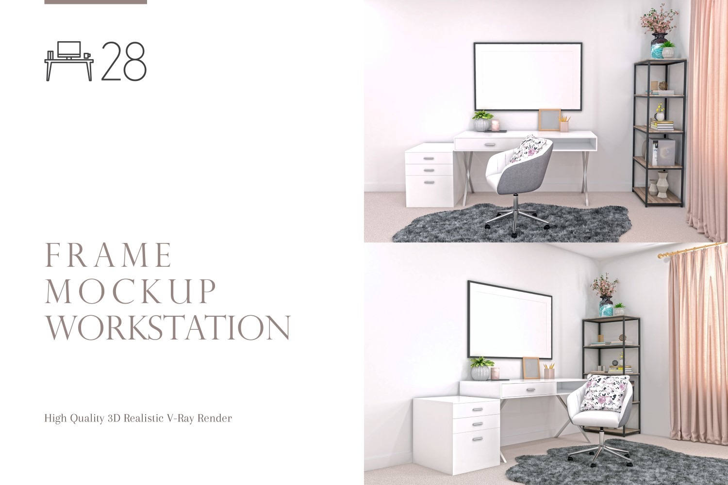Workstation Frames Mockup, Workplace Study Table Set-28