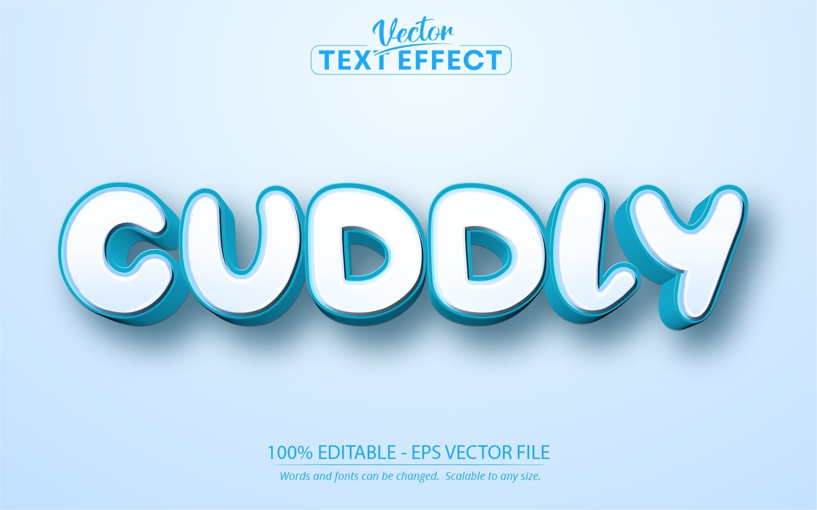 Cuddly - Editable Text Effect, Soft Blue Cartoon Text Style, Graphics ...
