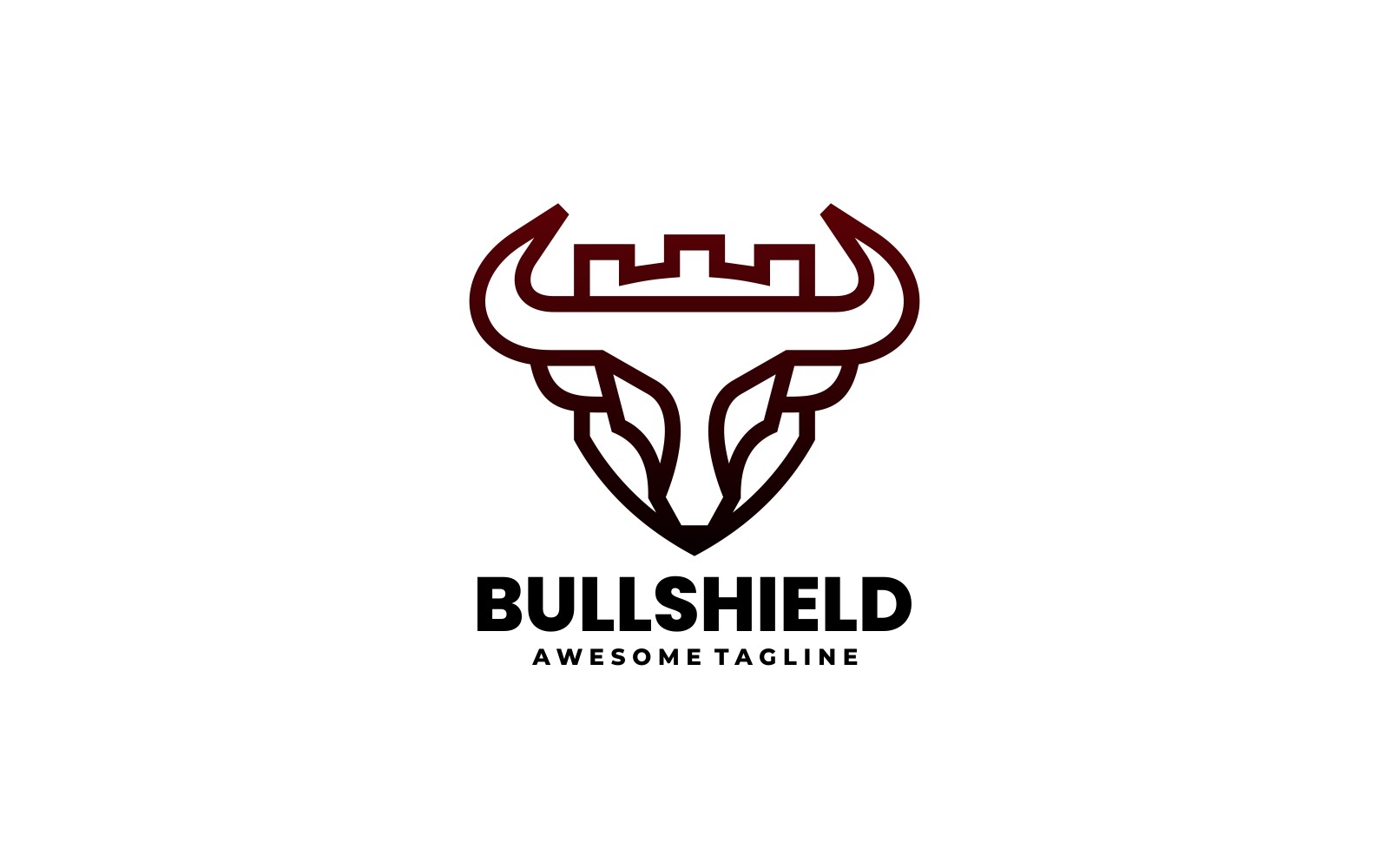 Bull Shield Line Art Logo #268009 - TemplateMonster