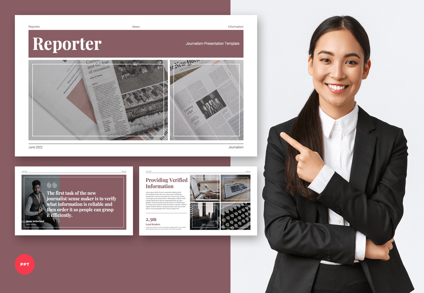 Journalism Presentation PowerPoint Template - TemplateMonster