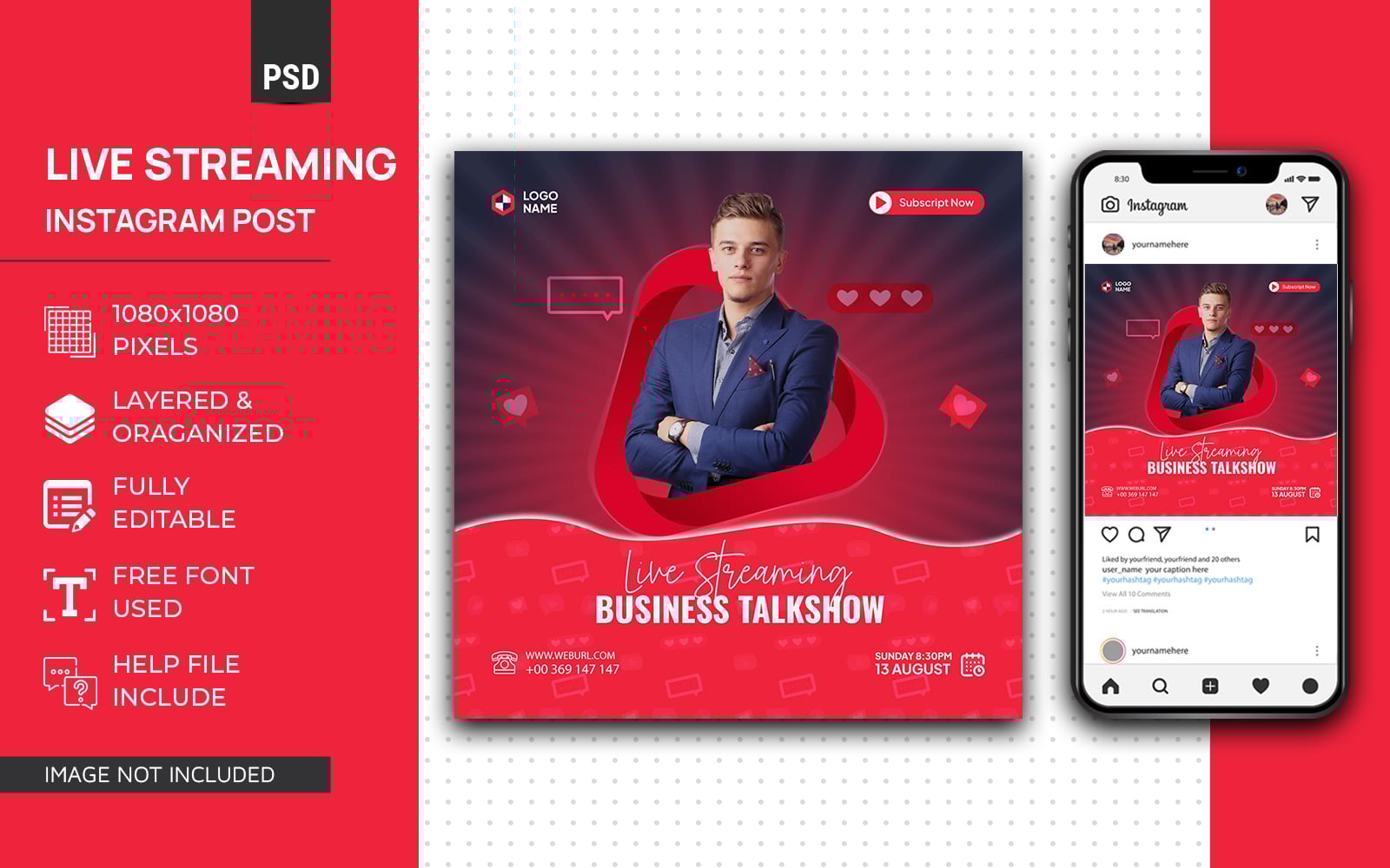 Live Streaming Business Talkshow Social Media Post Design Instagram ...