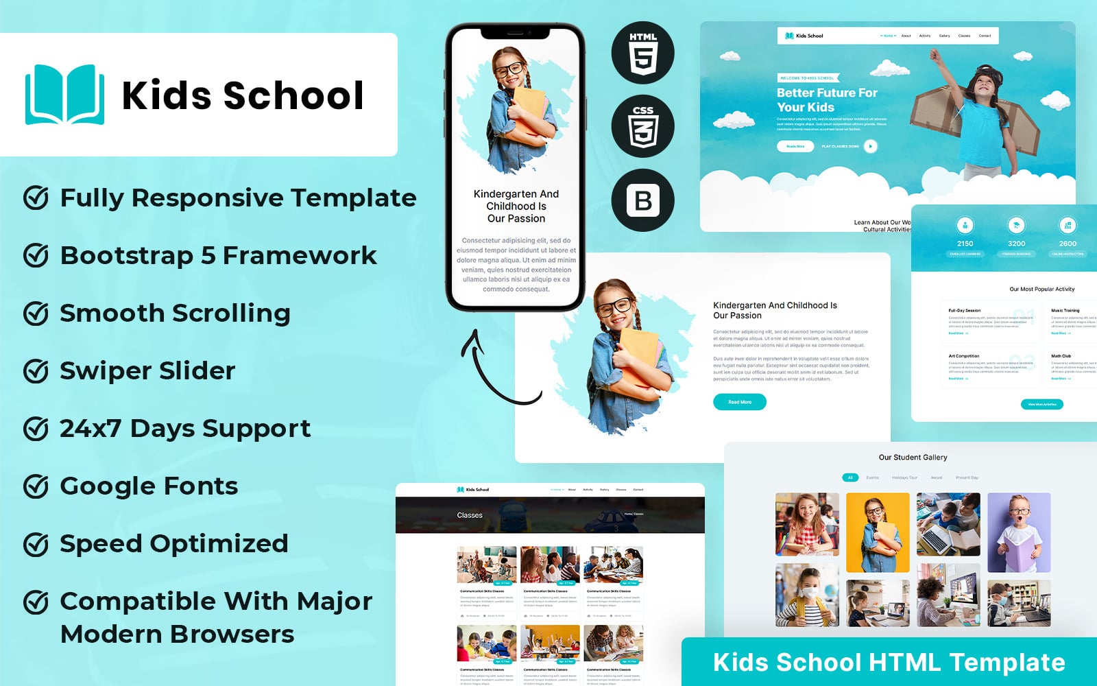 Kids School HTML Template #268558 - TemplateMonster