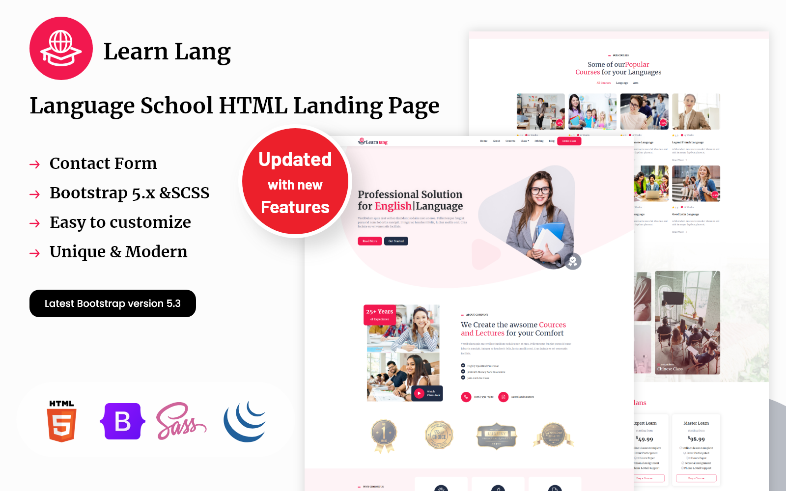 Learn Lang - Language School HTML Landing Page Template