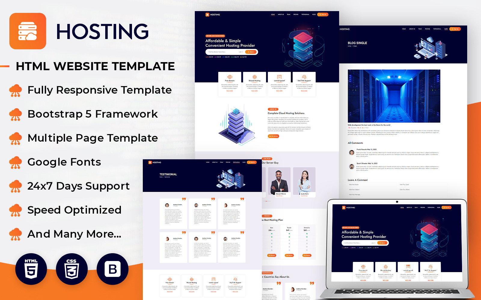 Hosting HTML Website Template #268887 - TemplateMonster