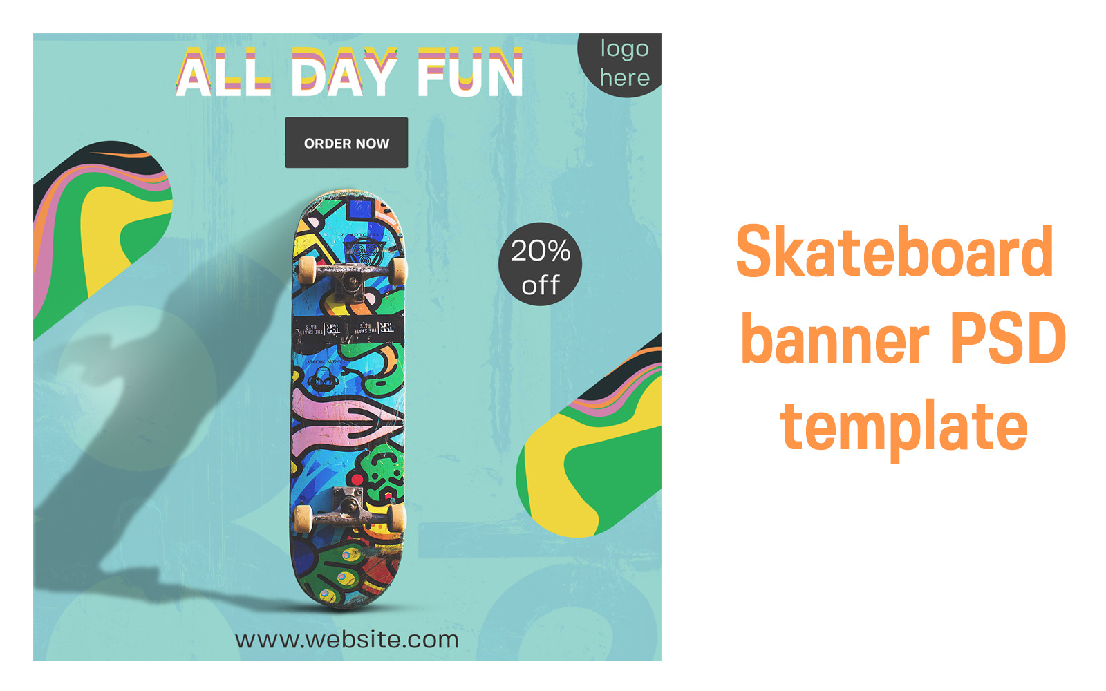 Skateboard Banner PSD Template #269153 - TemplateMonster