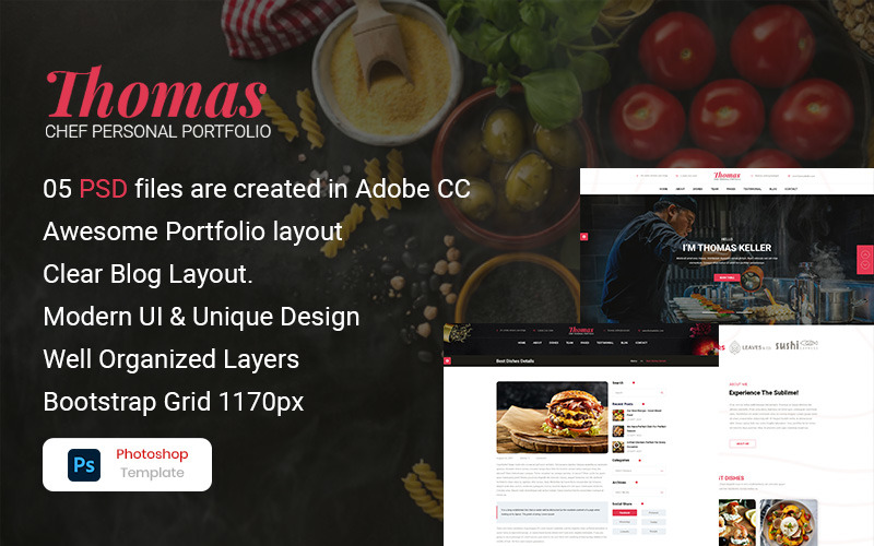 Thomas keller – Chef Personal Portfolio PSD Template