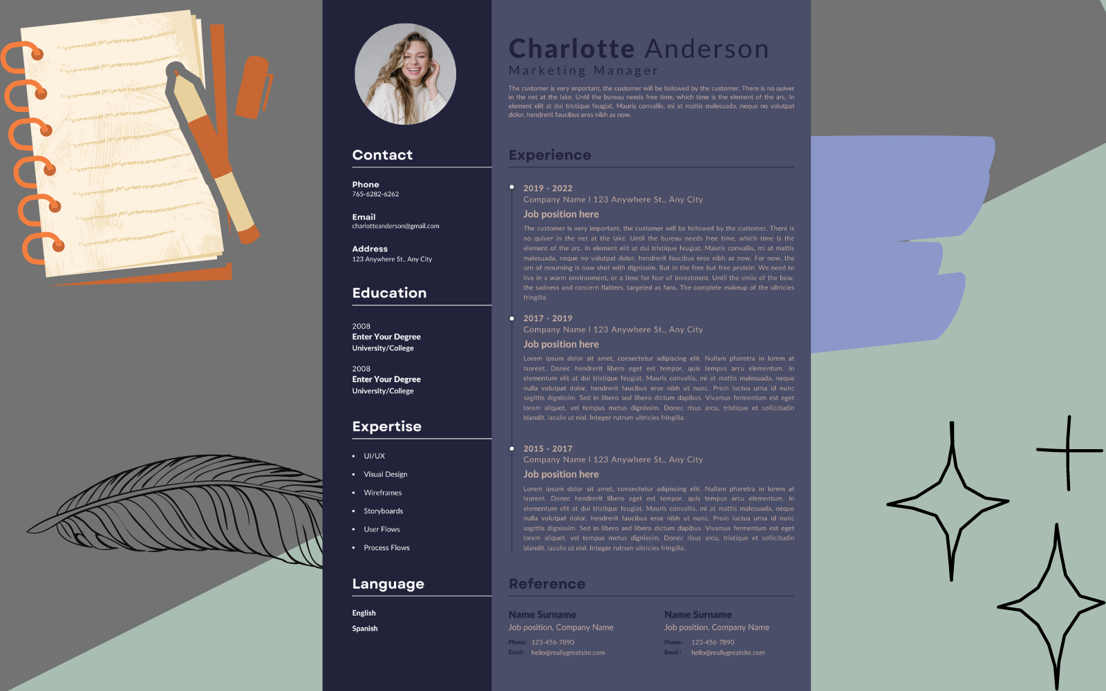 Modern Minimalist CV Resume Printable Template