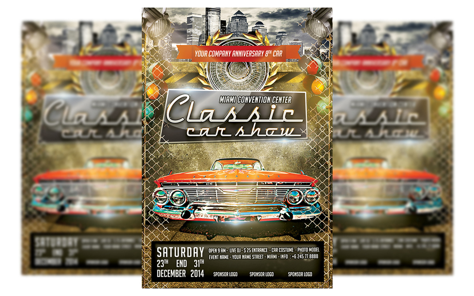 Classic Car Show Flyer Template #4 #270985 - TemplateMonster