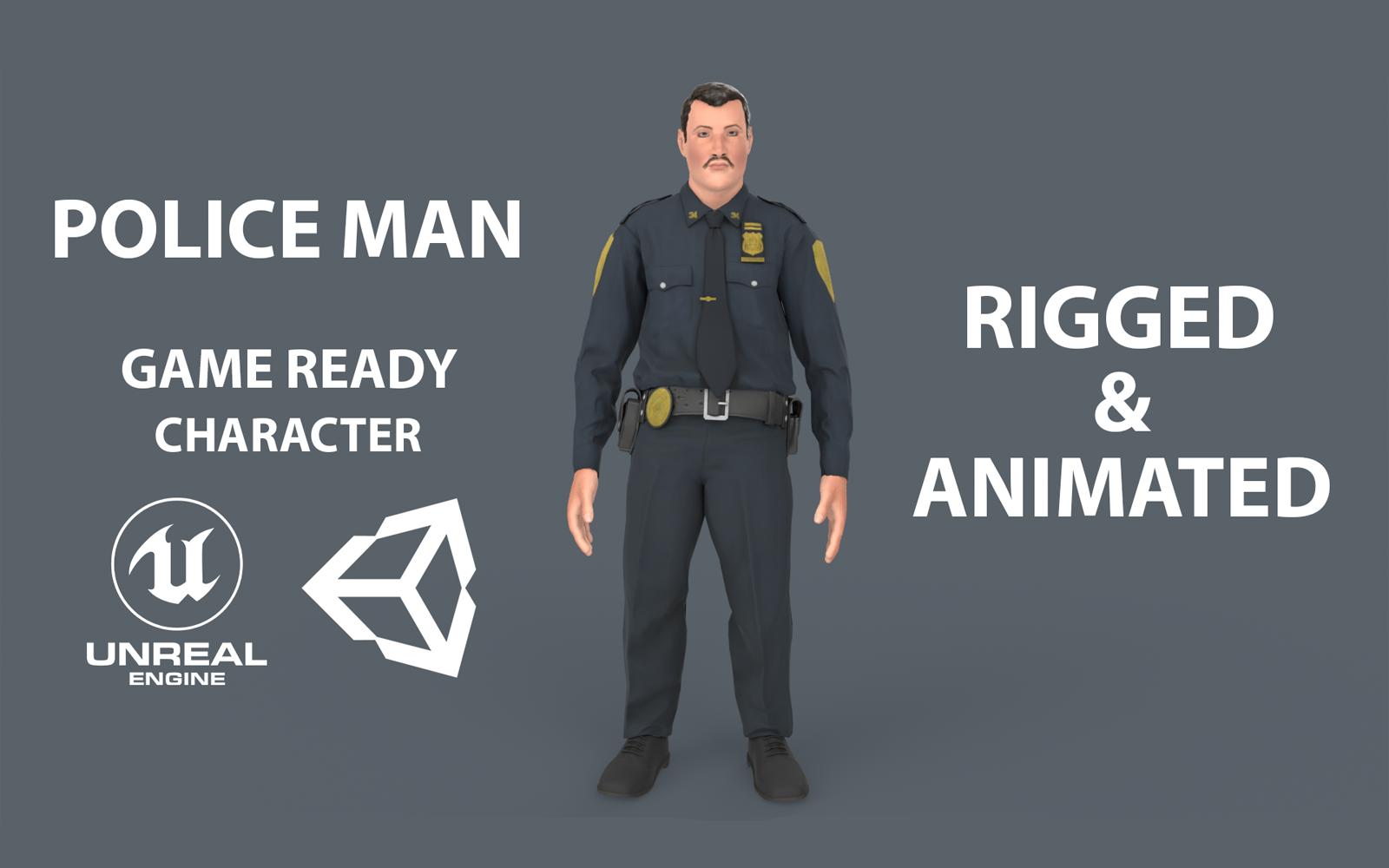 Policeman Character Low-poly 3D model - TemplateMonster