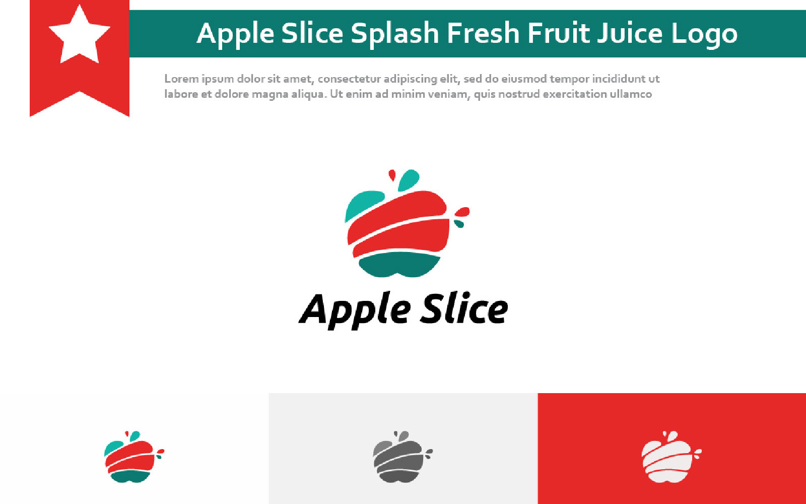Apple Slice Splash Fresh Fruit Juice Logo - TemplateMonster