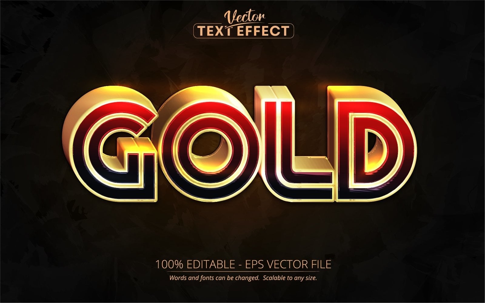 Gold - Editable Text Effect, Red And Golden Text Style, Graphics ...