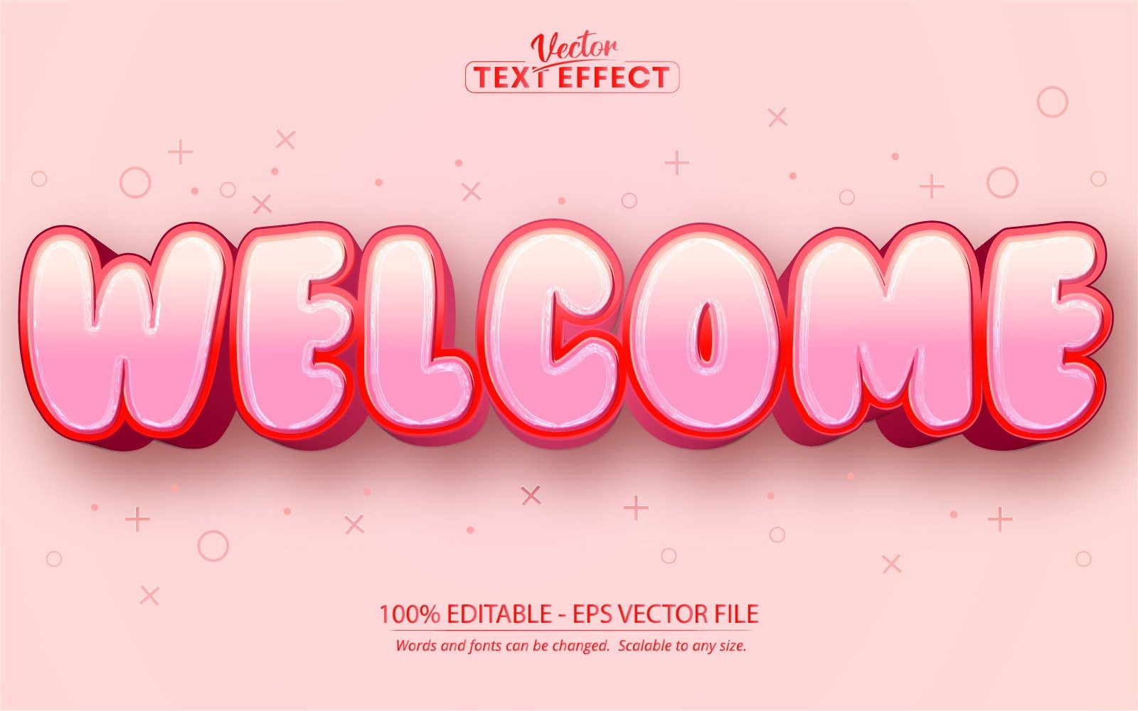 Welcome - Editable Text Effect, Shiny Pink Cartoon Text Style, Graphics ...