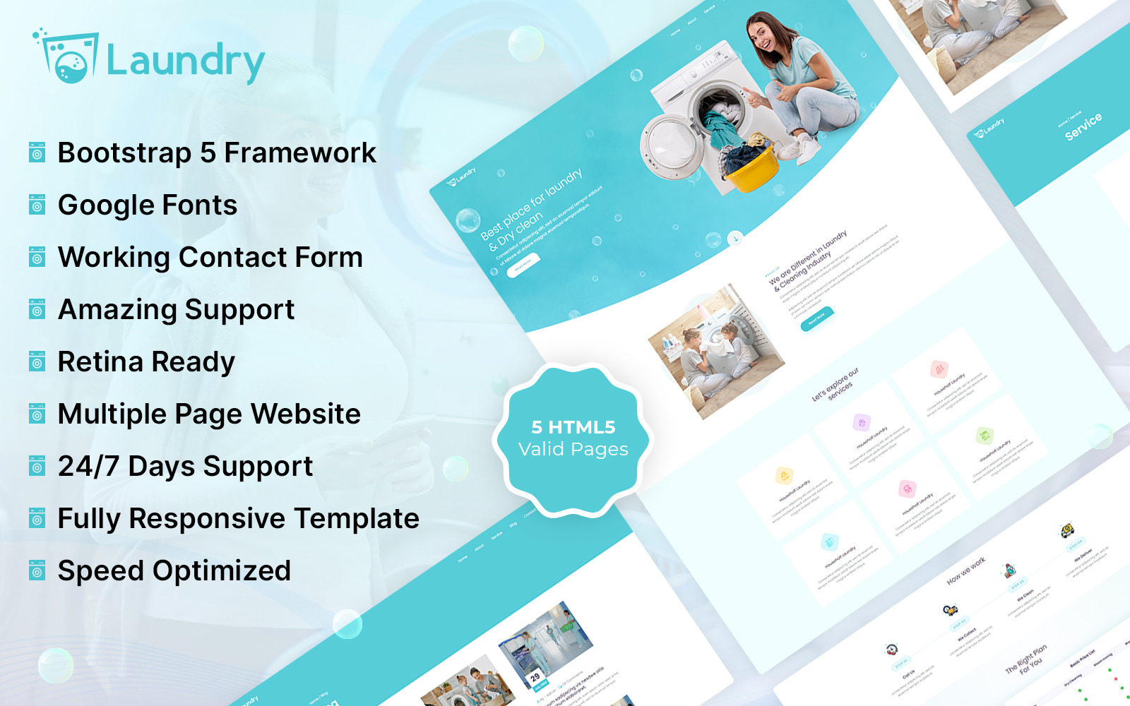 Laundry HTML Website Template #271308 - TemplateMonster