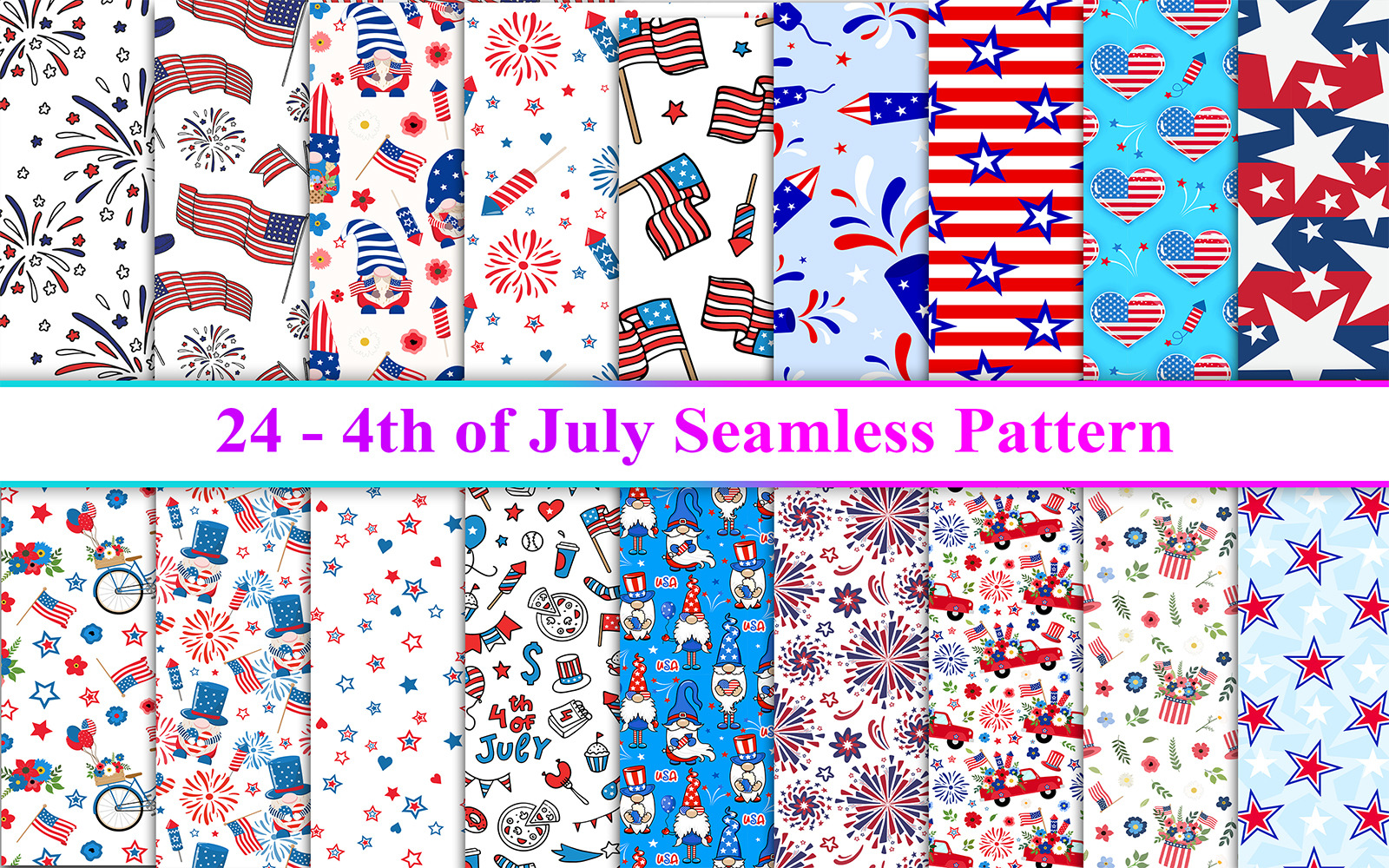 4th of July Seamless Pattern, 4th of July Background, 4th of July ...