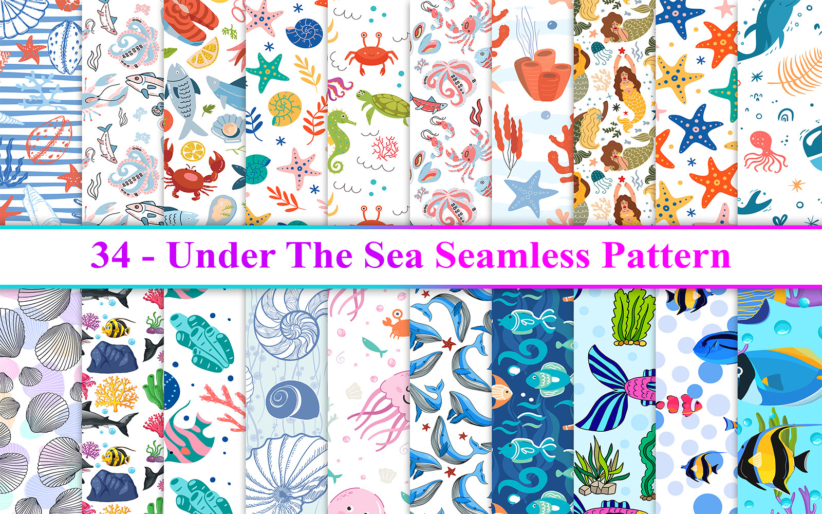 Under The Sea Seamless Pattern, Under The Sea Pattern, Under Water Background