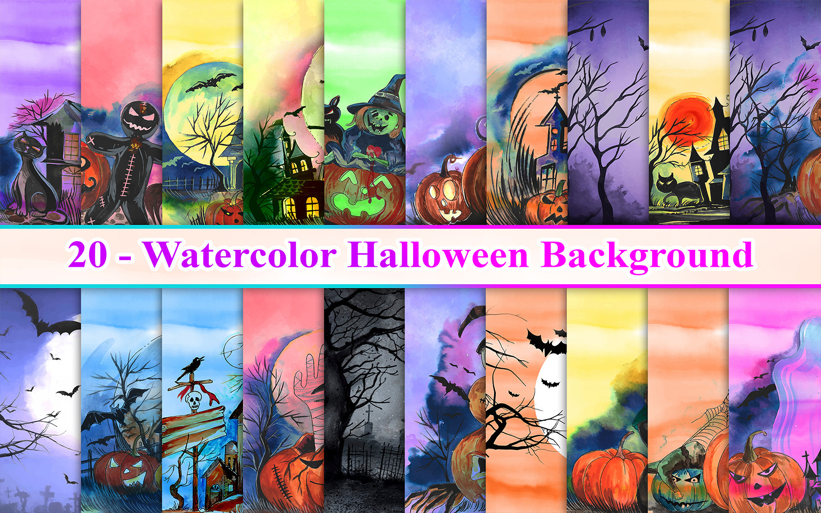 Watercolor Halloween Background #271486 - TemplateMonster
