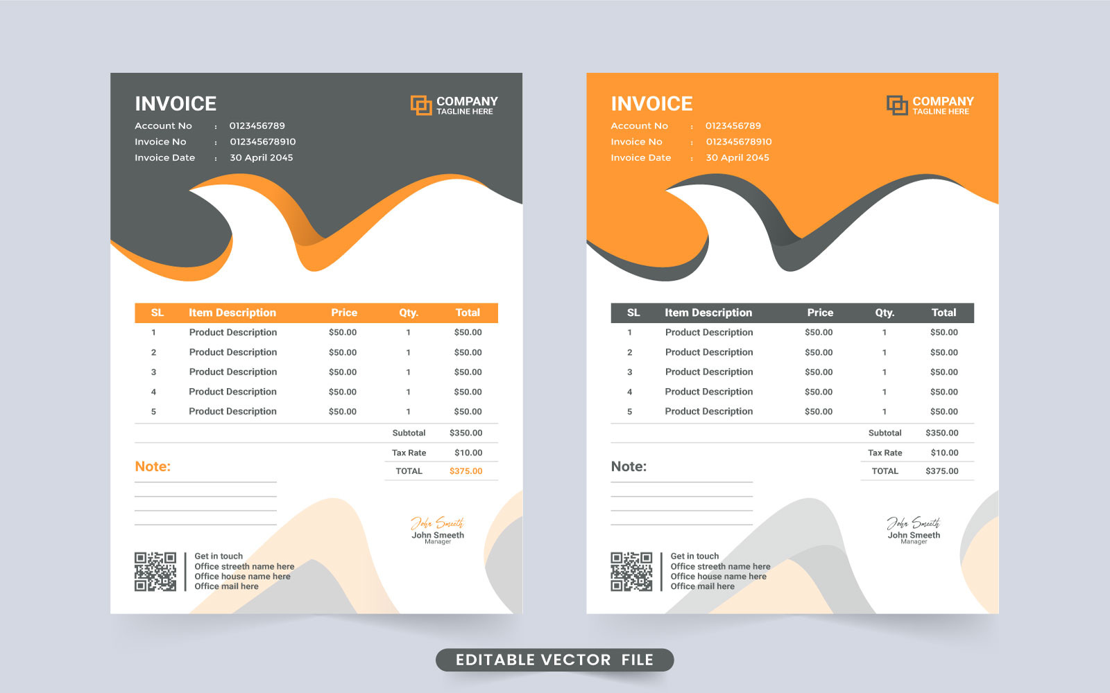 Corporate invoice and voucher vector - TemplateMonster
