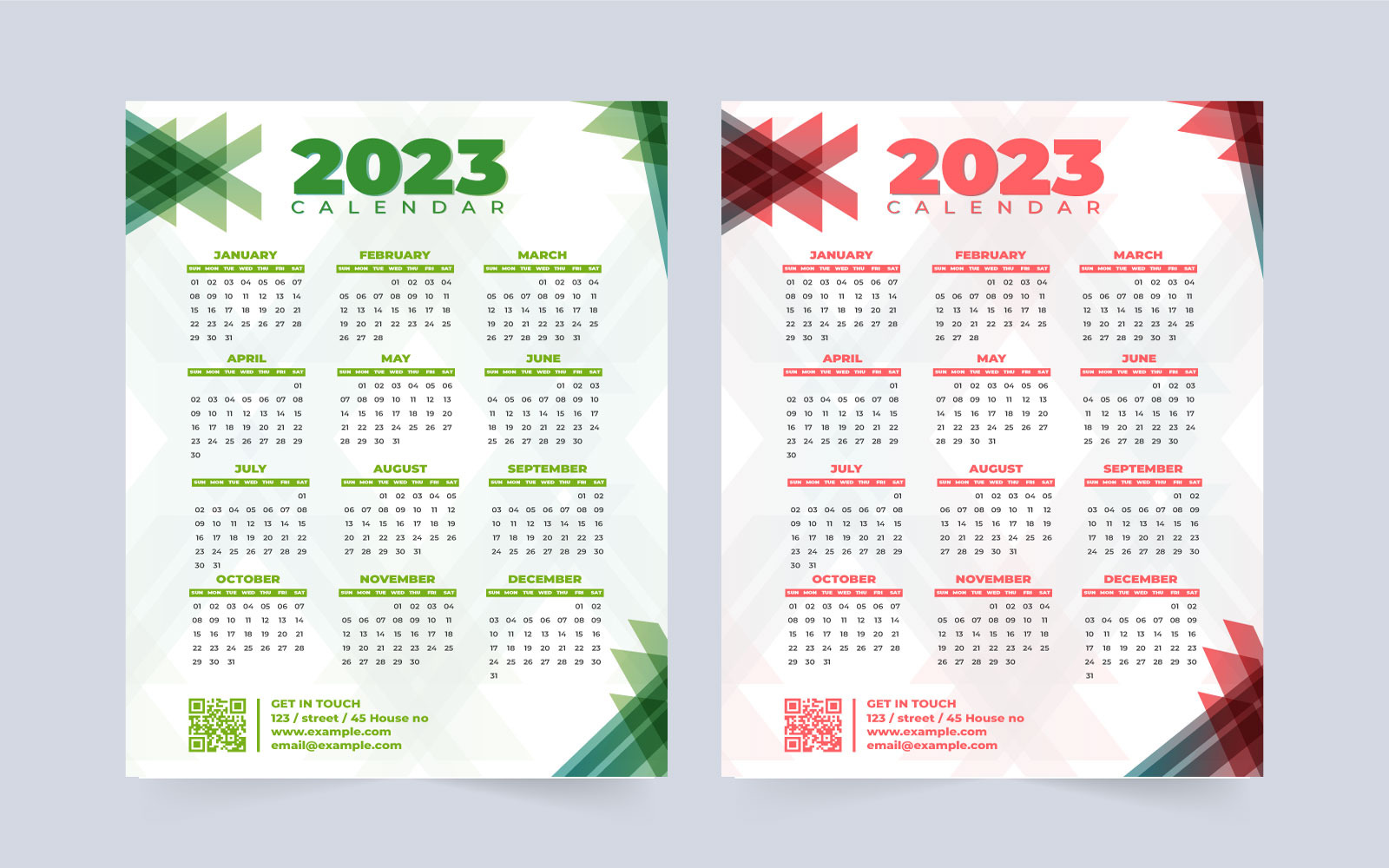 2023 yıllık takvim tasarım vektörü #272354 - TemplateMonster