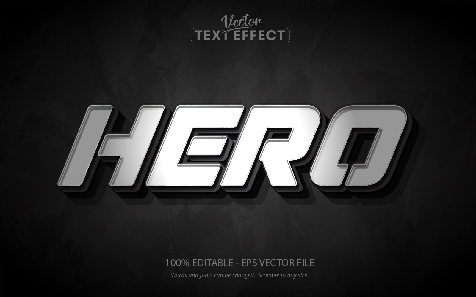 Hero - Editable Text Effect, Metallic Silver Text Style, Graphics ...