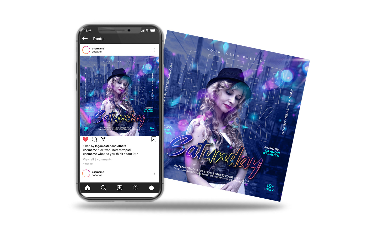 Instagram post night club #272540 - TemplateMonster