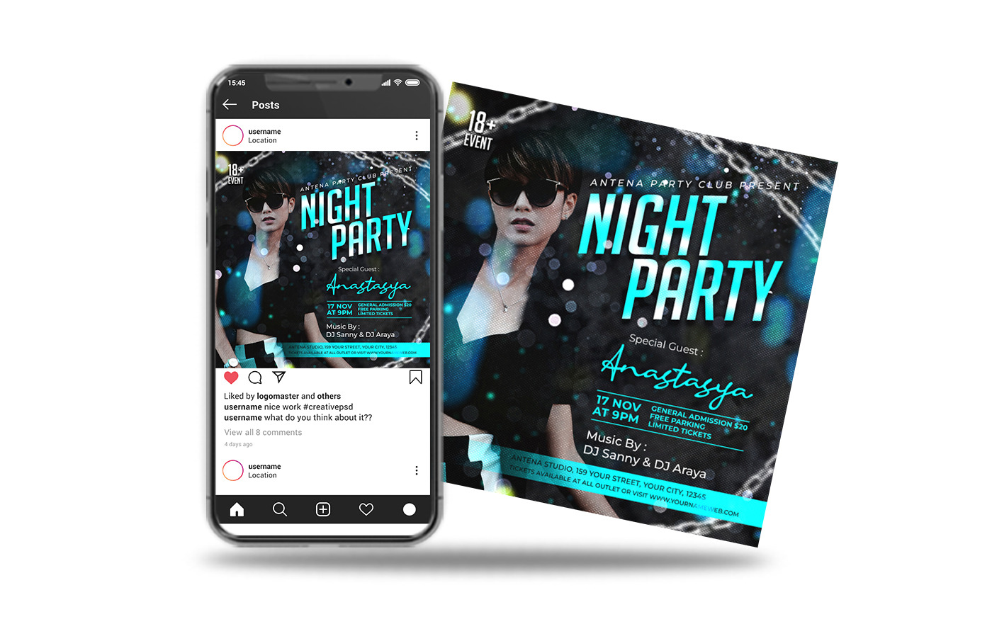Social media post night club party #273356 - TemplateMonster
