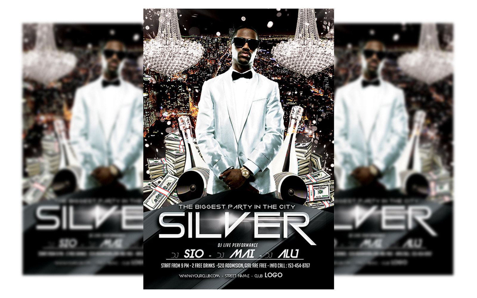 Silver Party Flyer Template #273418 - TemplateMonster