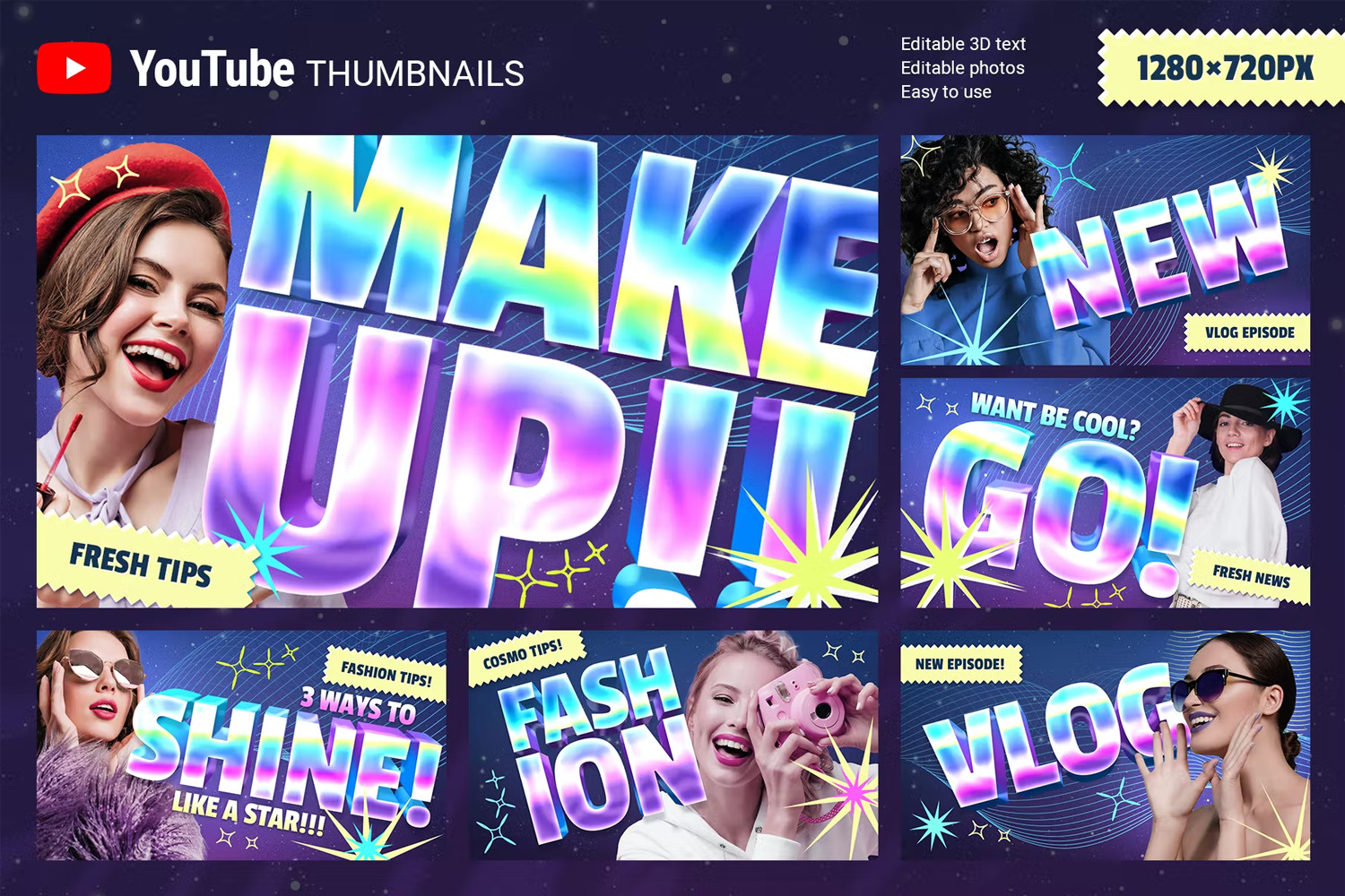 Holographic YouTube Thumbnails #273772 - TemplateMonster