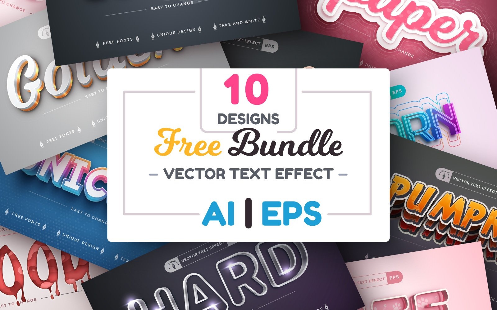 Ensemble GRATUIT de 10 effets de texte modifiables | Styles de police ...