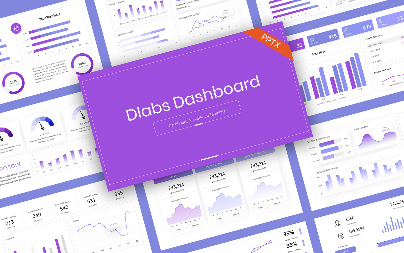 Modèle PowerPoint de tableau de bord Dlabs - TemplateMonster